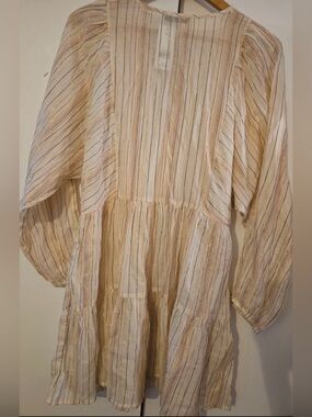 George | Dresses | George Cream Dress With Gold And Neutral Stripes ...